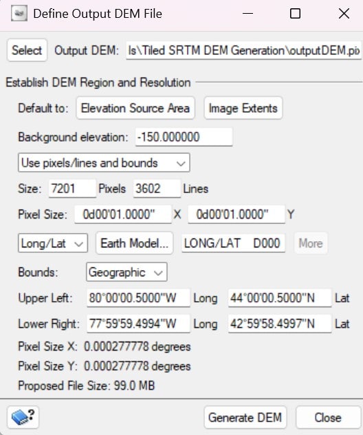 Tiled SRTM DEM Generation - CATALYST